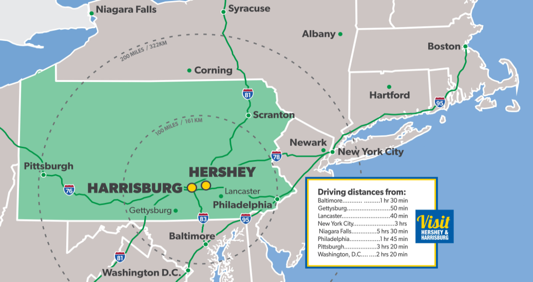 Areas Around Harrisburg Pa Map